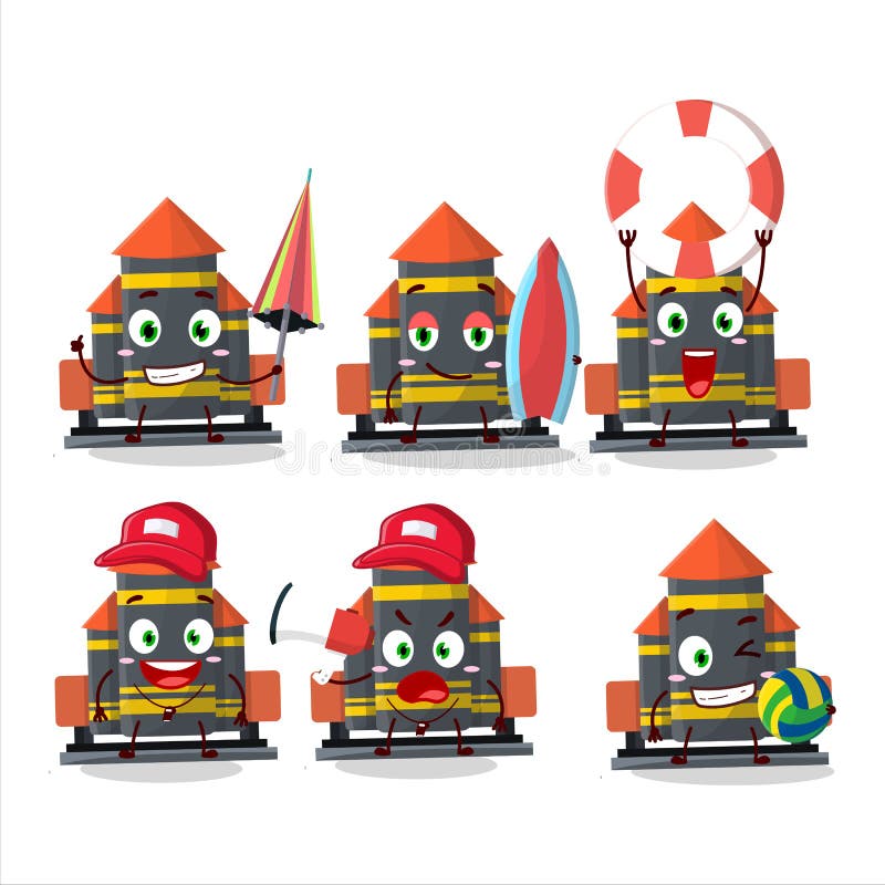 Happy Face Firework Rocket Launcher Cartoon Character Playing on a ...