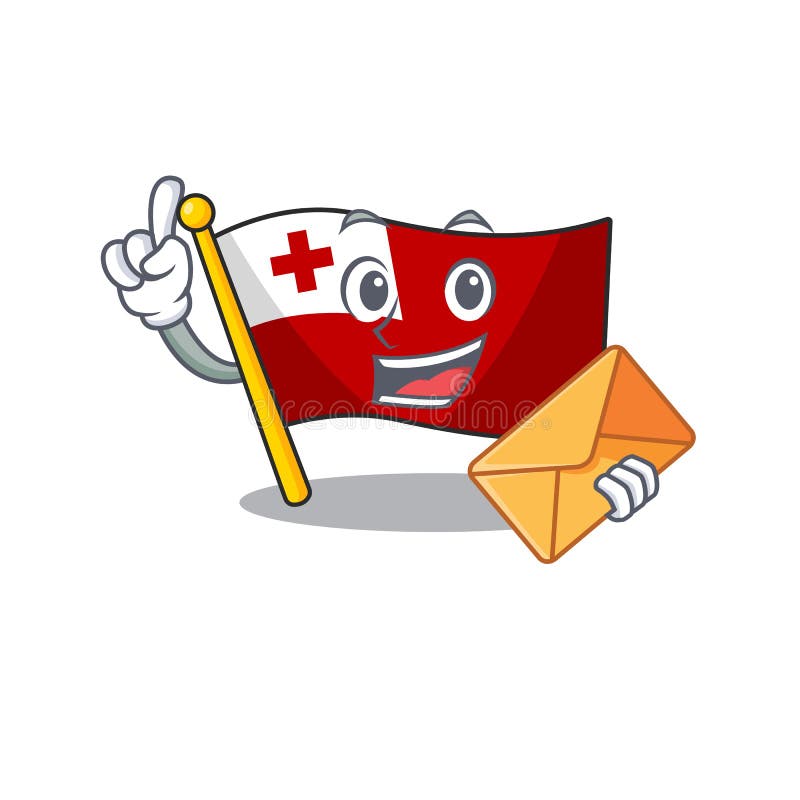 Happy Face Flag Tonga Scroll Mascot Design with Envelope Stock Vector ...