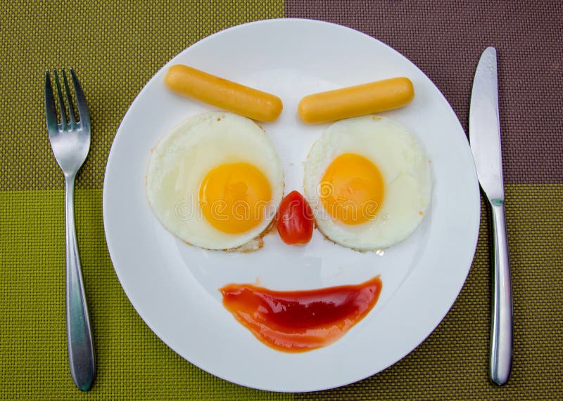 Happy Face Frying Eggs Breakfast Stock Image - Image of dining ...