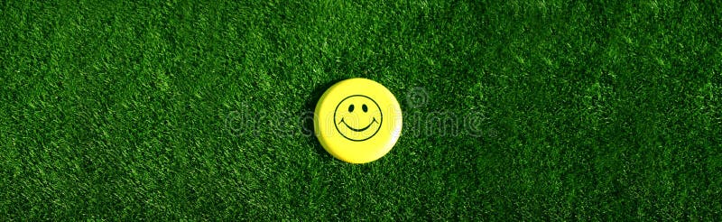 Happy Face in Grass stock image. Image of green, view, frisbee - 808945