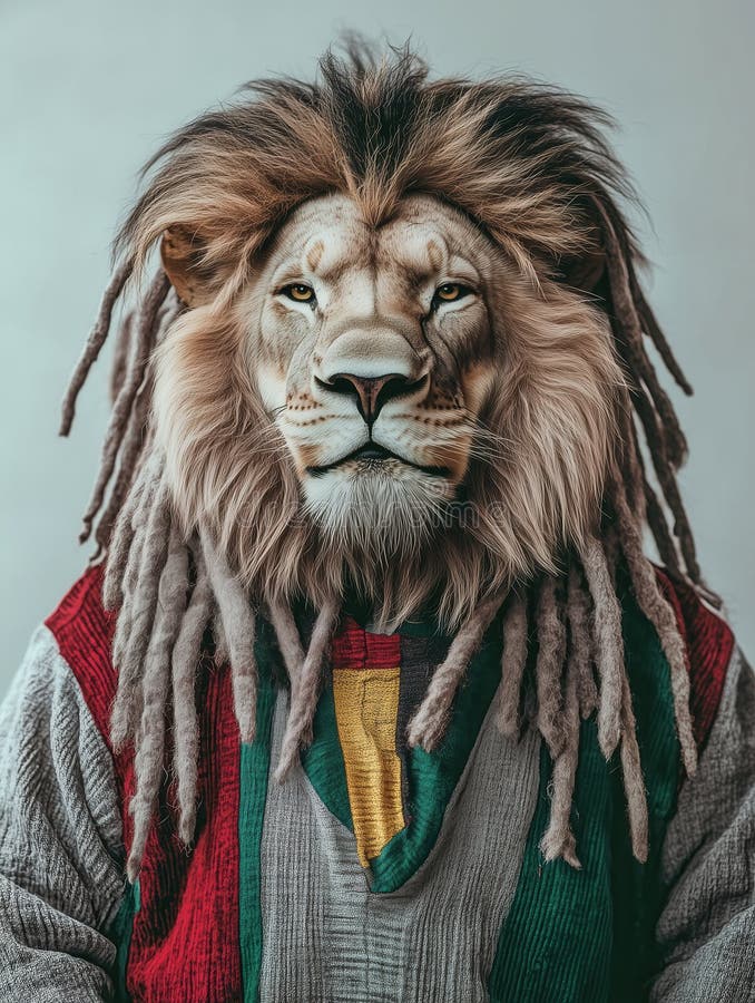 Lion Dressed As a Rasta with Dreadlocks Stock Photo - Image of harmony ...