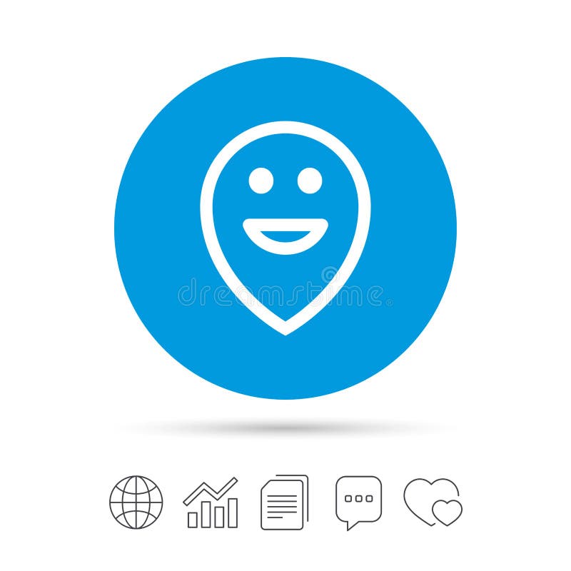 Happy Face Map Pointer Symbol. Smile Icon Stock Vector - Illustration ...