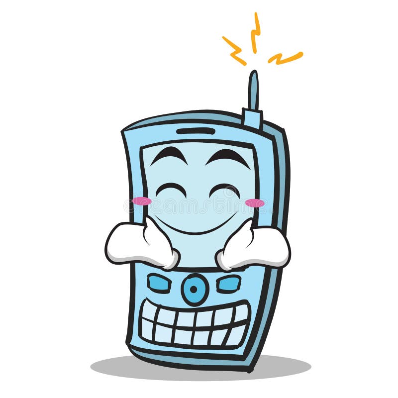 Happy Face Phone Character Cartoon Style Stock Vector - Illustration of ...
