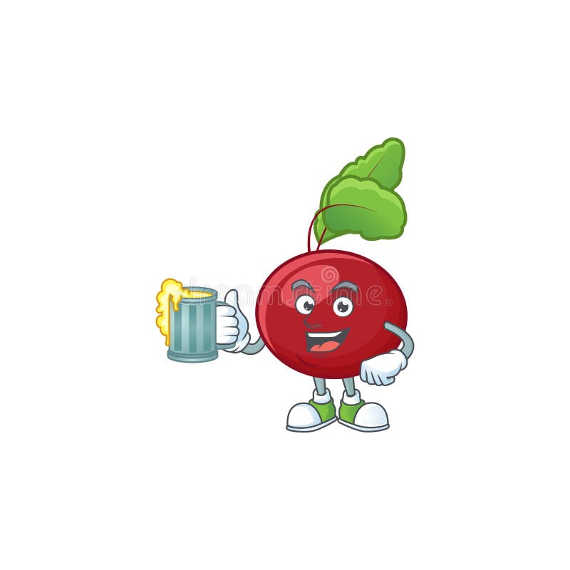 Happy Face Red Beet Greens with a Glass of Beer Stock Vector ...