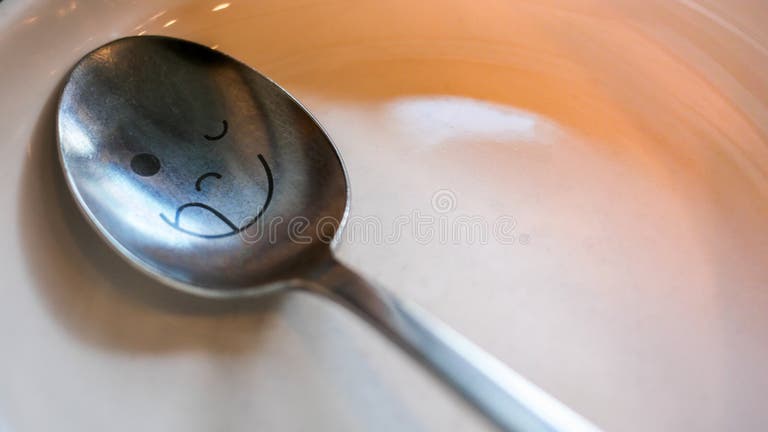 Happy Face on Stainless Spoon . Stock Image - Image of cutlery, kitchen ...
