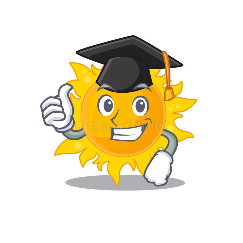 Happy Face of Summer Sun in Black Graduation Hat for the Ceremony Stock ...