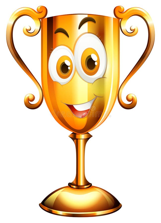 Happy Smiley Emoticon Holding Trophy Stock Vector - Illustration of ...
