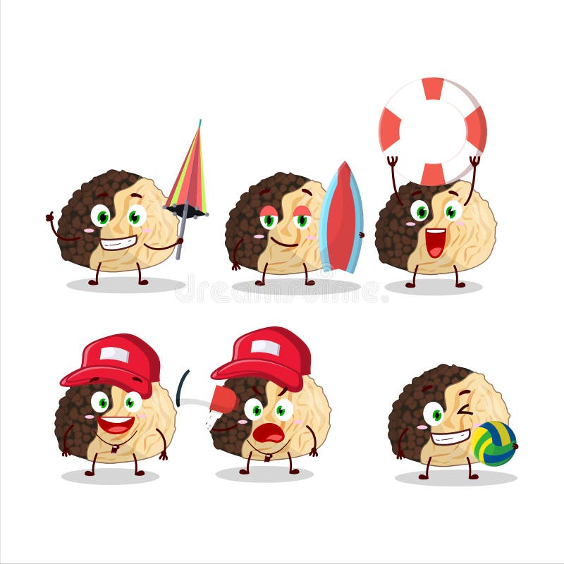 Happy Face Truffle Cartoon Character Playing on a Beach Stock Vector ...