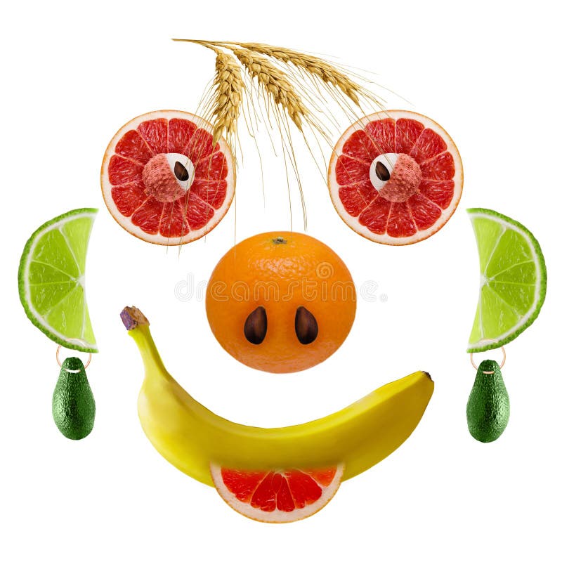 The Happy Faces of Fresh Fruits. Stock Image - Image of fruit ...