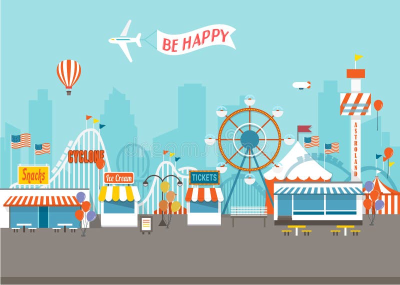 Happy Fair day stock vector. Illustration of happy, carousel - 95130210