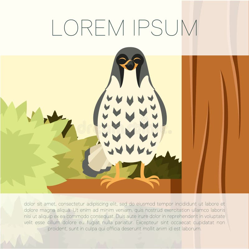 Happy Falcon on the Tree Flat Background Stock Vector - Illustration of ...