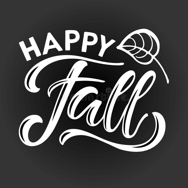 Happy Fall Lettering, Falling Leaf on Texture Background. Vector ...