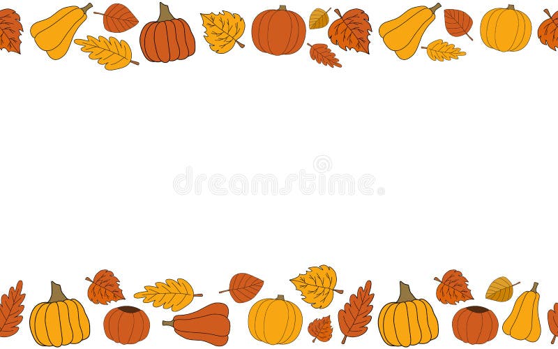 Happy Fall Vector Autumn Seamless Pattern Frame Stock Vector ...