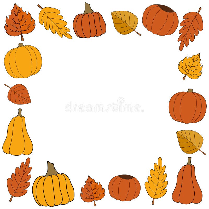 Happy Fall Vector Autumn Seamless Pattern Square Frame Stock Vector ...