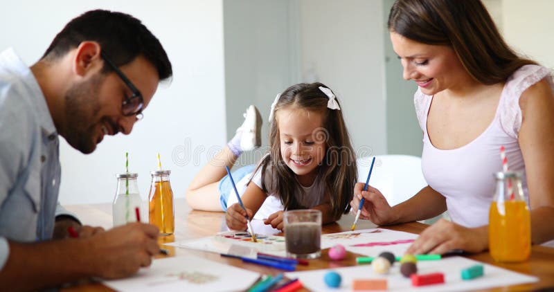 Happy Familiy Spending Fun Time at Home Stock Image - Image of girl ...