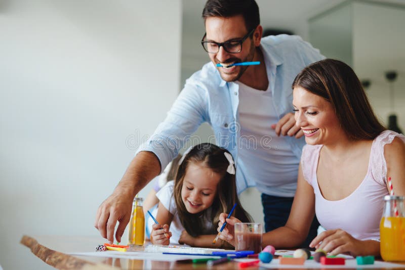 Happy Familiy Spending Fun Time at Home Stock Image - Image of parent ...