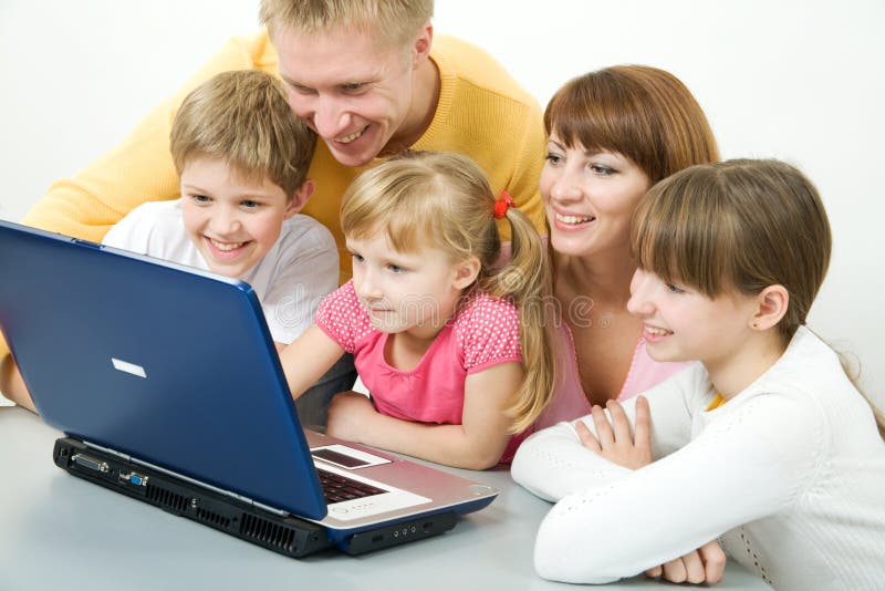 Family computer stock image. Image of cheerful, little - 13867377