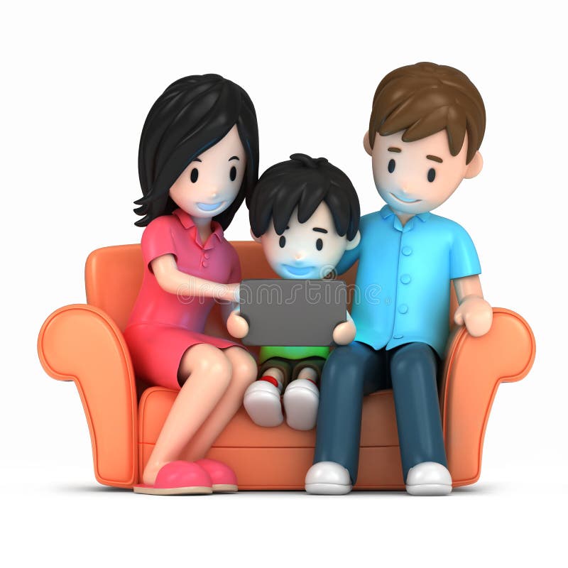 Happy Family Using Tablet Stock Illustrations – 501 Happy Family Using ...