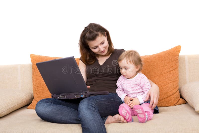 Family on Computer stock photo. Image of generation, female - 1630996