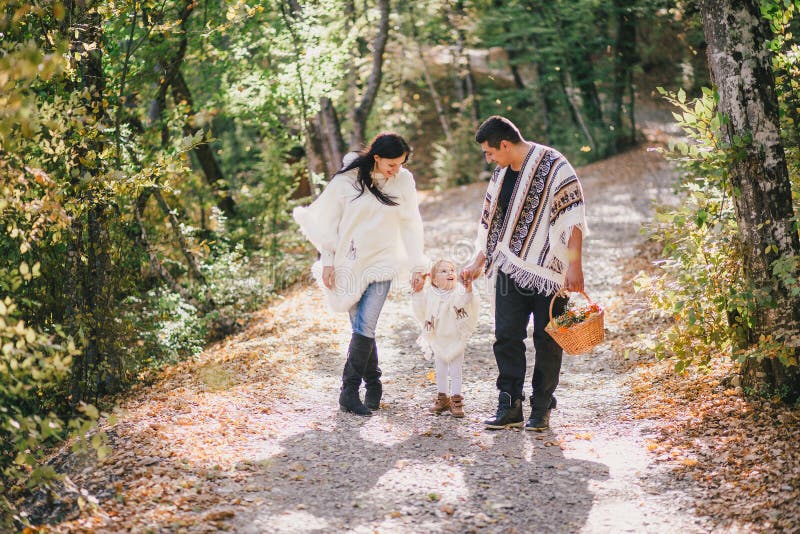 Happy Family in an Autumn Forest Stock Photo - Image of botanical ...