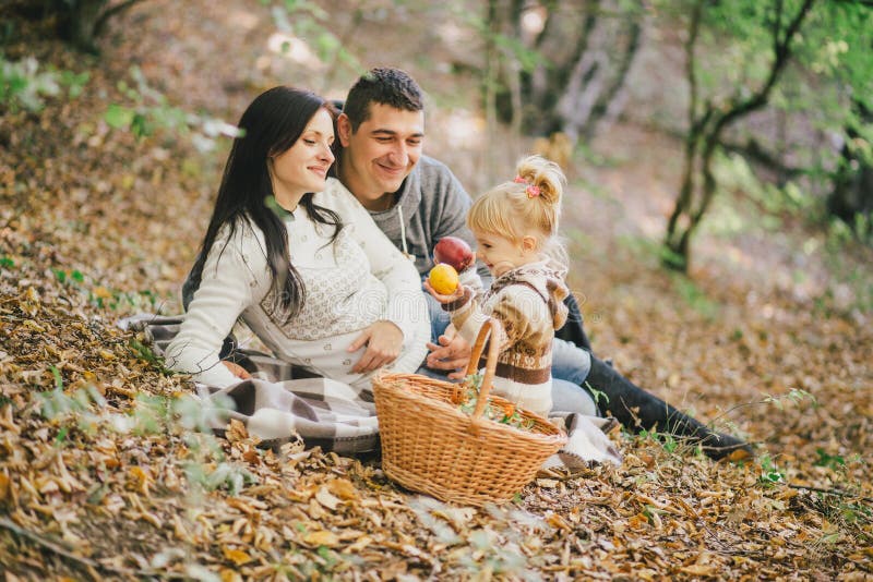 Happy Family in an Autumn Forest Stock Photo - Image of family, nature ...