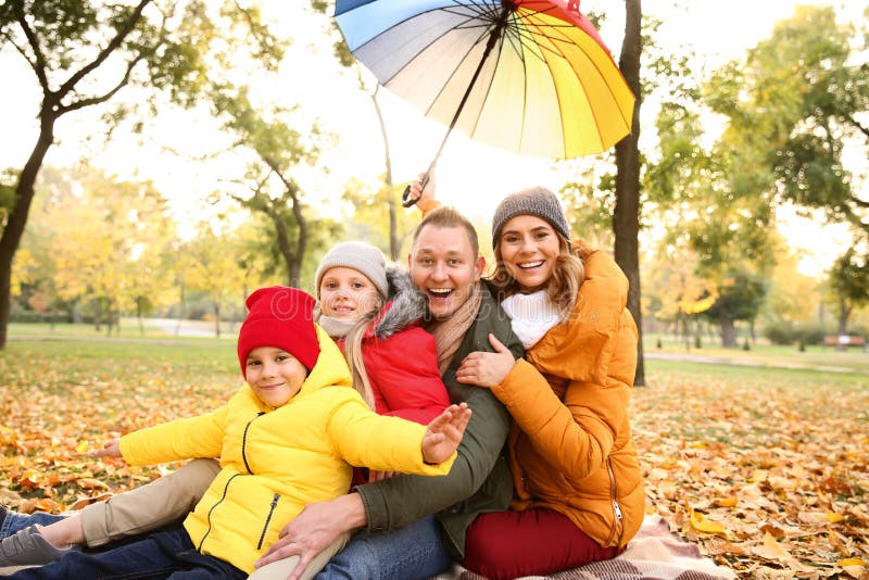 Happy Family in Autumn Park Stock Photo - Image of autumn, people ...