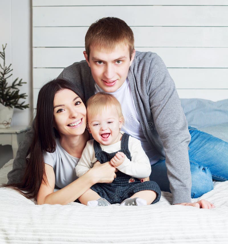 Happy family with a baby stock image. Image of baby, expession - 84245761