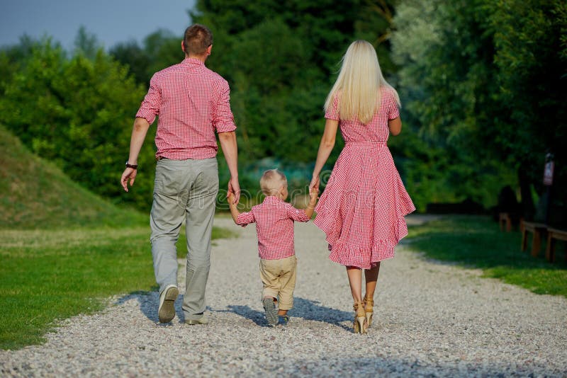Happy Family from the Back View Stock Image - Image of baby, father ...