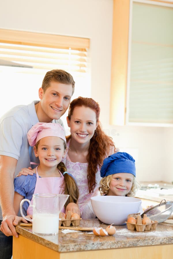 Happy Family with Baking Ingredients Stock Photo - Image of bakery ...