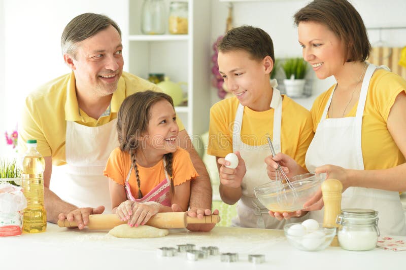 Happy Family Baking Together in the Kitchen Stock Photo - Image of ...