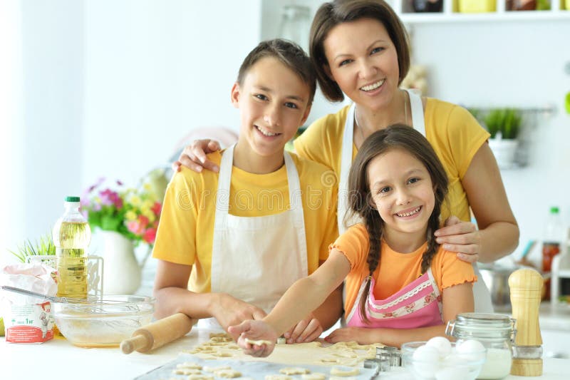 Happy Family Baking Together in the Kitchen Stock Photo - Image of ...