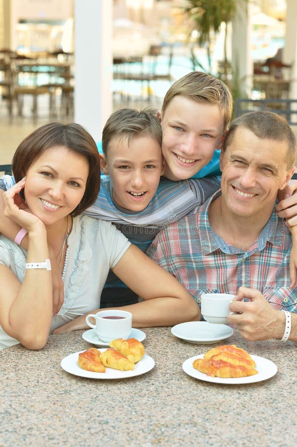 Happy family at breakfast stock image. Image of nice - 66721911