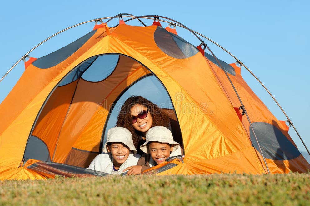 Happy Family Camping stock photo. Image of summer, mountain - 16244282