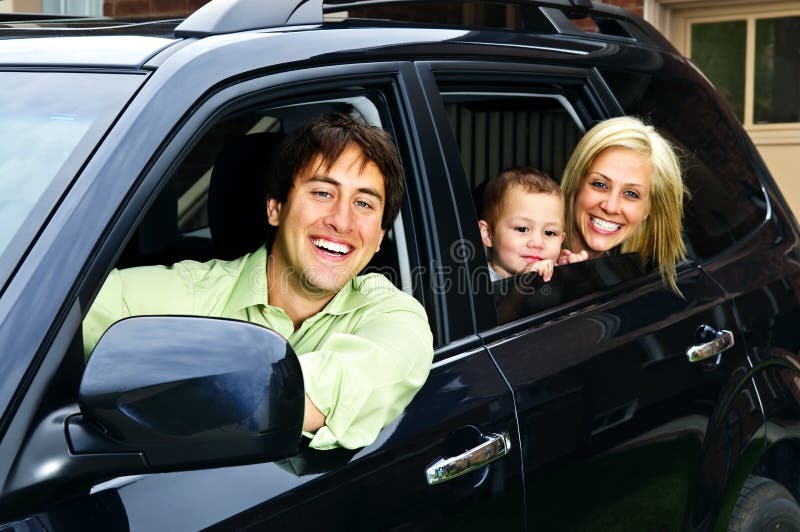 Happy family in car stock image. Image of passengers - 10869257