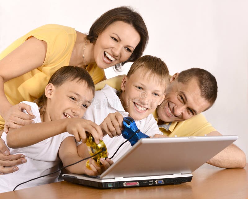 Family computer stock image. Image of cheerful, little - 13867377