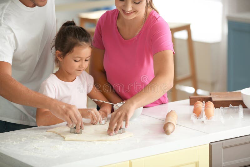 Happy Family Cooking Together in Kitchen Stock Photo - Image of food ...