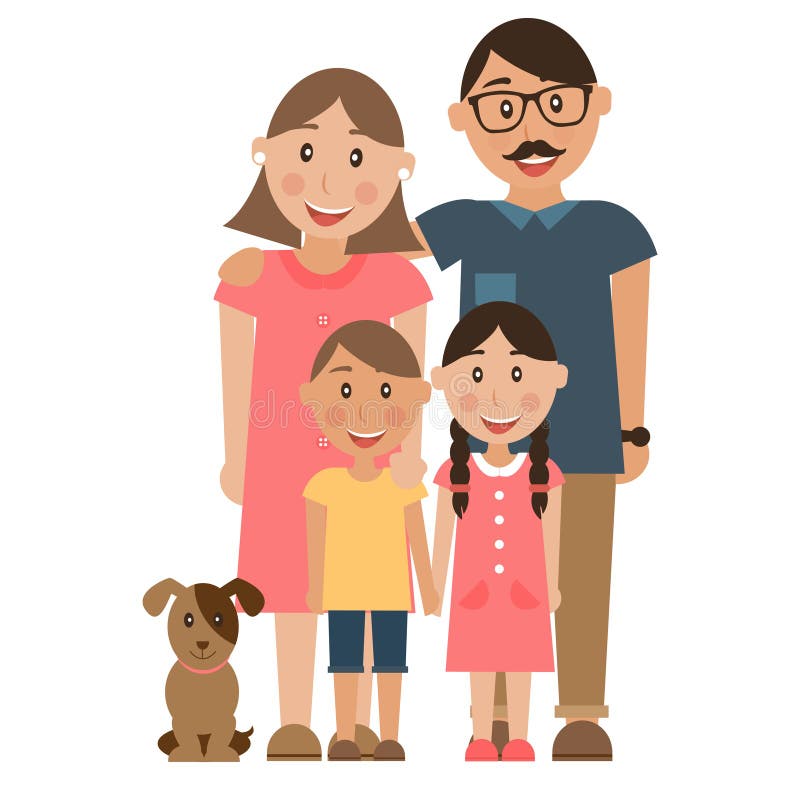 Happy family and dog. stock vector. Illustration of cute - 80563646