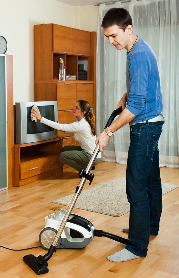 Happy Family Doing Housework Together Stock Photo - Image of dusting ...
