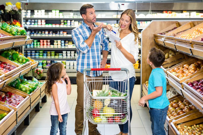 Happy Family Doing Shopping Stock Photo - Image of leisure, consumerism ...