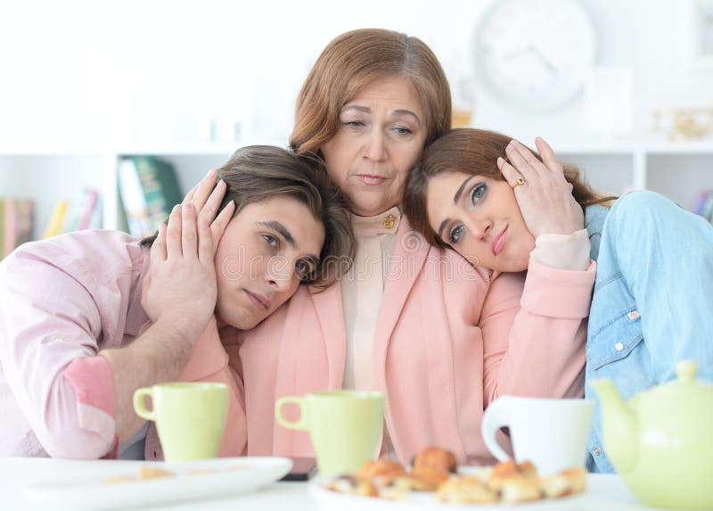 Happy Family Drinking Tea Together Stock Image - Image of mother ...