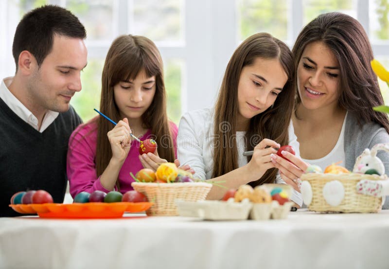 Family Easter Easter Holiday Egg Cake Pink Background Stock Photo ...
