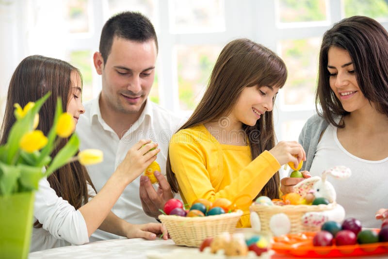 Happy family on Easter stock photo. Image of caucasian - 51433110