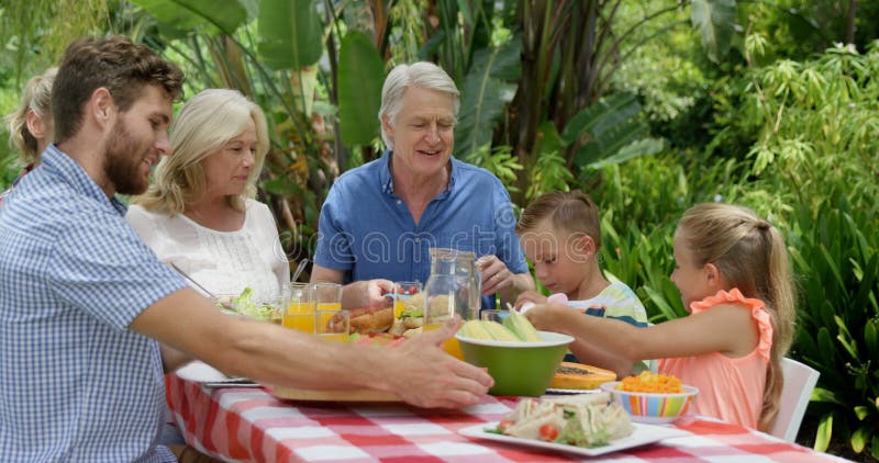 Family Eating Outside Together in Summer Stock Video - Video of child ...