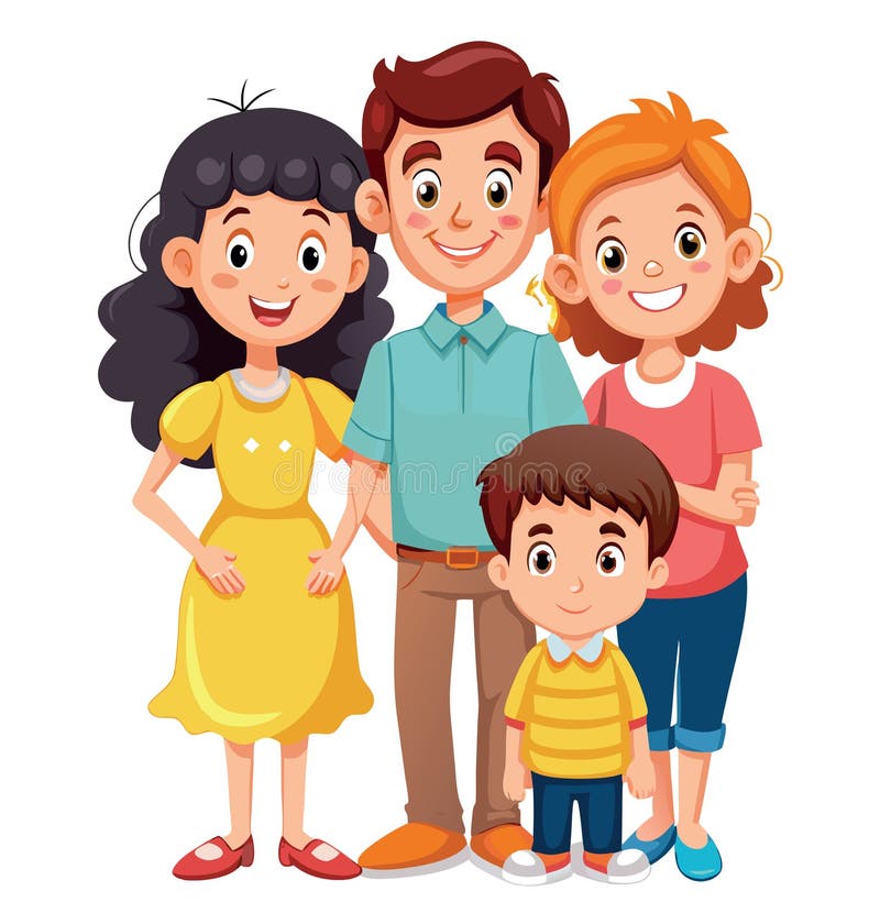 Happy Family of Five Posing Together Smiling- Stock Vector ...