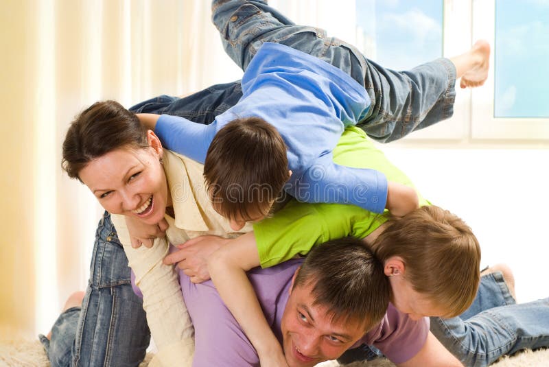 Happy family fun playing stock image. Image of boys, lifestyle - 14512105