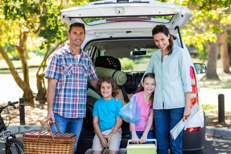 Happy Family Getting Ready for Road Trip Stock Image - Image of family ...