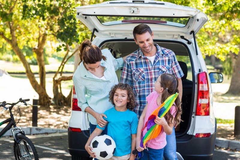 Happy Family Getting Ready for Road Trip Stock Image - Image of child ...