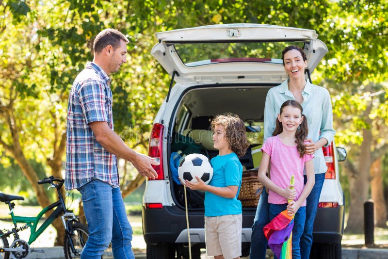 Happy Family Getting Ready for Road Trip Stock Image - Image of father ...