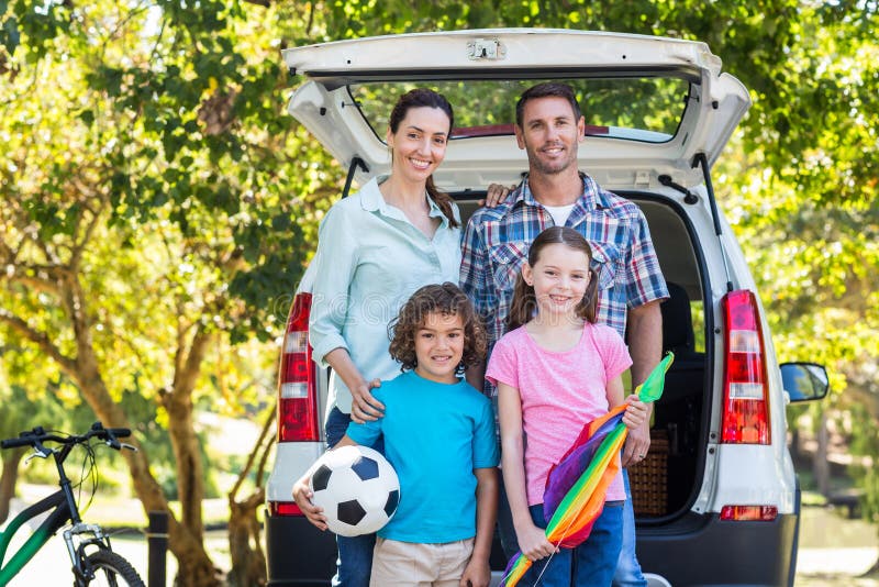 Happy Family Getting Ready for Road Trip Stock Image - Image of male ...