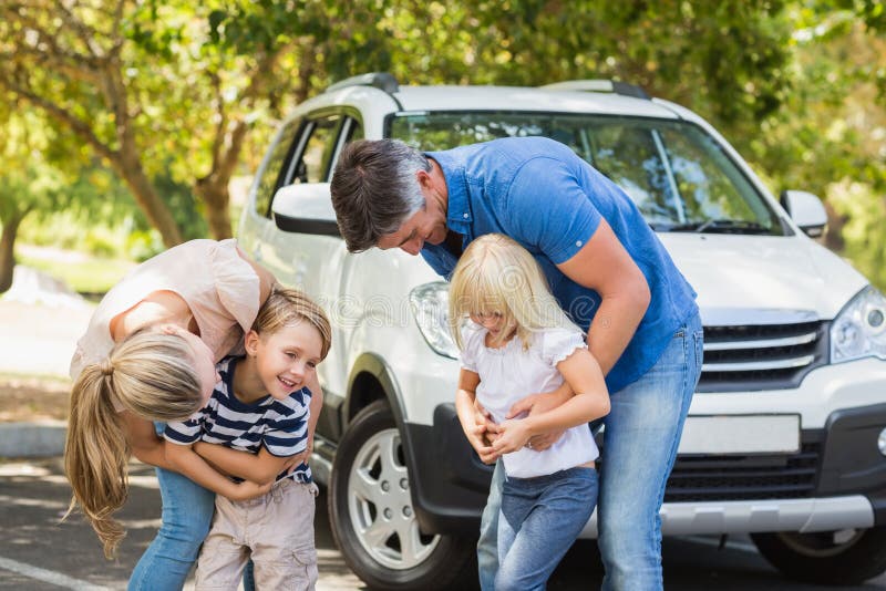 Happy Family Getting Ready for Road Trip Stock Image - Image of ...